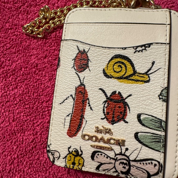 Coach | Bags | Coach Multicolor Insect Card Holder With Gold Chain ...
